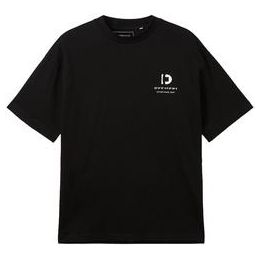 Tom Tailor DENIM Herren Oversized T-Shirt, schwarz, Uni, Gr. XL