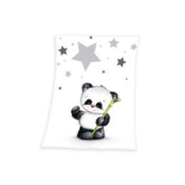 Herding Wohndecke Baby Best Panda und Sterne Microfaser Flauschdecke 75 x 100 cm