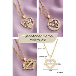 Eyecatcher Edelstahlkette Mama Mom Halskette vergoldet Muttertagsgeschenk Pfeil Herz Mama Liebe (kein Set)