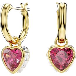 Swarovski Paar Creolen Stilla Drop, Herz, 5684760, mit Swarovski® Kristall, gelb|goldfarben|rosa|weiß