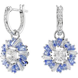 Swarovski Paar Creolen Idyllia Drop, Blume, 5680016, mit Swarovski® Kristall, blau|weiß