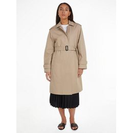 Tommy Hilfiger Trenchcoat COTTON SB BELTED COAT mit geknöpften Schulterträgern, beige