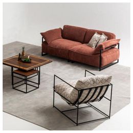 JVmoebel Sofa Wohnzimmer Rosa Textil Sofa 3 Sitzer Luxus Möbel Sitz Design Lounge