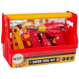 LEAN Toys Kinder-Werkzeug-Set Werkzeugkasten Hammer Zange Set Werkzeuge Schraubenzieher Bohrmaschine