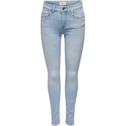 Only Skinny-fit-Jeans ONLBLUSH MW DECO SK DNM FG mit Ziernieten, blau
