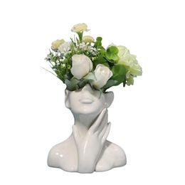 Lubgitsr Dekovase Moderne Gesicht Vase in Weißer Keramik (1 St)