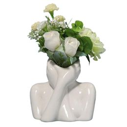 Lubgitsr Dekovase Moderne Gesicht Vase in Weißer Keramik (1 St)