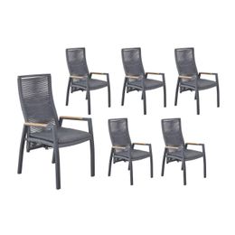 LC Garden Gartenstuhl Diwo anthrazit/grau Aluminium/Rope mit Sitzkissen aus Sunbrella® Stoff (Set