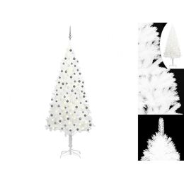 vidaXL Künstlicher Weihnachtsbaum Künstlicher Weihnachtsbaum mit LEDs Kugeln Weiß 210 cm
