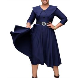 ZWY Dirndl Unifarbenes Damen V-Ausschnitt Kleid mit Gürtel Schärpe Kutte Eleganz unter der Sonne Luftige Leichtigkeit