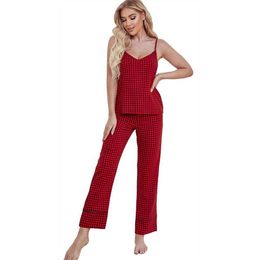 ZWY Pyjama Damen-Pyjama-Set mit Hosenträgern