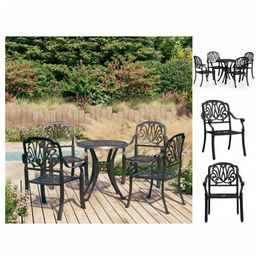 vidaXL Garten-Essgruppe 5-tlg Bistro-Set Aluminiumguss Schwarz Sitzgruppe Set