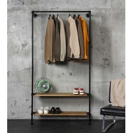 RSR Hangers Wandgarderobe Garderobe Leo Kleiderständer Industrial Design mit Eichenholzbrett