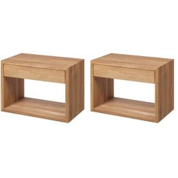 Woodek Design Nachttisch HUGO Breiter mit Schublade und Regal