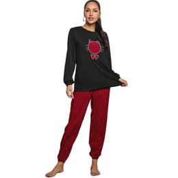 ZWY Pyjama Damen-Pyjama-Set mit abstraktem Katzenmuster