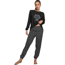 ZWY Pyjama Damen-Pyjama-Set mit abstraktem Katzenmuster