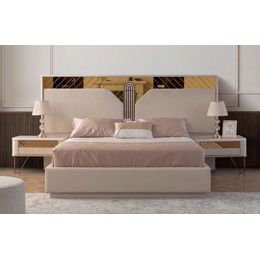 JVmoebel Bett Stilvolles Schlafzimmer Set Doppelbett Holz Nachttische Designer Möbel (Bett / 2х Nachttische)