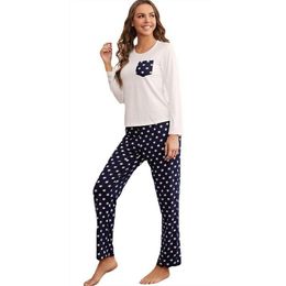 ZWY Pyjama Lässiges Pyjama-Set für Damen mit fünfzackigem Sternmuster (Schlafanzüge