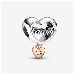 Pandora Charm-Einhänger 782326C00 Charm Damen Love You Family Herz Silber 14k Rosé Vergoldet