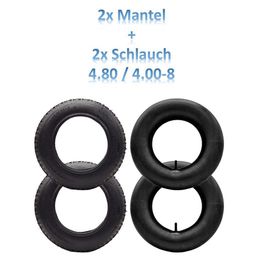 HMH Schubkarren-Reifendecke Set 4.80 Mantel + Schlauch 4.00-8 Decke und Innenschlauch 400x100