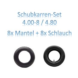 HMH Schubkarren-Reifendecke Set 4.80 Mantel + Schlauch 4.00-8 Decke und Innenschlauch 400x100