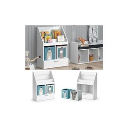 VICCO Kinderregal B&uuml;cherregal Wandregal Luigi Wei&szlig; 72x96 cm modern Kinderzimmer Regal Spielzeugregal Dekoregal Standregal Aufbewahrungsregal W&uuml;rfelregal Schublade Ablage Fach freistehend Faltbox