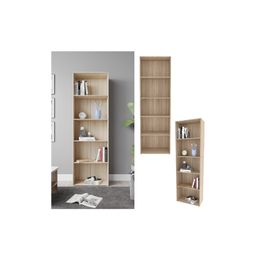 VICCO B&uuml;cherregal Bob, 190 x 60 cm, Sonoma, Wohnzimmer Standregal mit 5 F&auml;chern