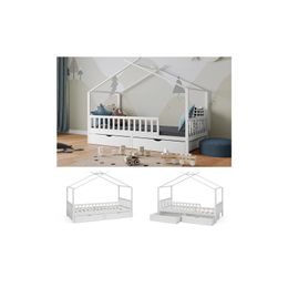 Livinity Kinderbett Bettenhaus Einzelbett Franka Weiß 200 x 90 cm modern Kinderzimmer Bett Bettschublade Lattenrost Rausfallschutz