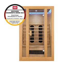 Artsauna Infrarotkabine Nyborg S120K &ndash; Infrarotsauna 2 Personen &ndash;LED-Farblicht, 5 Keramik- 1 Fl&auml;chenstrahler