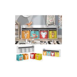 VICCO Bank-Regal B&uuml;cherregal Kinderregal Luigi Hellgrau 107x89 cm modern Faltbox Sitzbank Kinderzimmer Regal Wandregal Spielzeugregal Dekoregal Standregal Aufbewahrung W&uuml;rfelregal Regal-Bank-Kombi