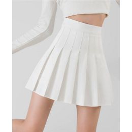 Orient Phoenix Plisseekleid Faltenrock Damen Solide Vielseitige Dehnbar Informell Mini A-Linien Frauen Kurze hohe Taille gefaltete Skater Tennis Schule Rock