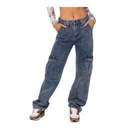 ZWY Slouchy Jeans Halbelastische All-Match-Cargohose aus Denim