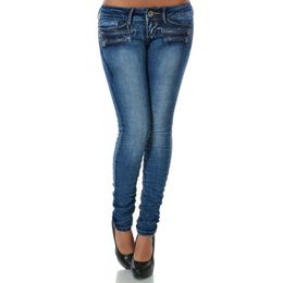 MEMZORO Skinny-fit-Jeans Skinny Jeans mit coolem Knitter-Detail Dunkelblau 36 High Waist