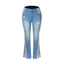 ZWY Umstandsjeans Damen Bootcut-Jeans Stretch Jeanshose Straight-Jeans Schlagjeans