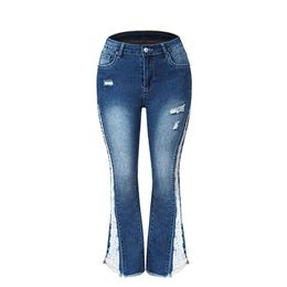 ZWY Umstandsjeans Damen Bootcut-Jeans Stretch Jeanshose Straight-Jeans Schlagjeans