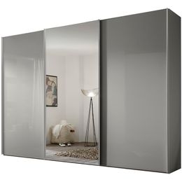 Schwebetürenschrank STAUD "Sonate Rom mit Spiegel" Schränke Gr. B/H/T: 280 cm x 222 cm x 68 cm, Classic, 3 St., grau (saphirglas) Schwebetürenschränke und Schiebetürenschränke