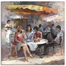 Wandbild Artland "Damen im Café II" Bilder Gr. B/H: 100 cm x 100 cm, Leinwandbild Gruppen & Familien quadratisch, 1 St., braun Kunstdrucke