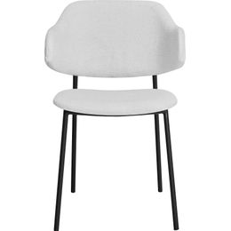 Armlehnstuhl Salesfever Stühle Gr. B/H/T: 54 cm x 83 cm x 59 cm, 2 St., Bouclé Strukturoptik-uni, Armlehnstuhl Bouclé 2er Set Weiß + Metall, schwarz-weiß (weiß, schwarz, schwarz) Armlehnstühle