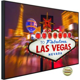 papermoon Infrarotheizung "Fabelhaftes Las Vegas" Heizkörper Gr. B/H/T: 100 cm x 60 cm x 3 cm, 600 W, bunt (kunstmotiv im aluminiumrahmen) Heizkörper