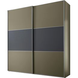 Schwebetürenschrank STAUD "Includo" Schränke Gr. B/H/T: 167 cm x 222 cm x 68 cm, Basic, 2 St., grün (dekor salbei, vulkan) Schwebetürenschränke und Schiebetürenschränke