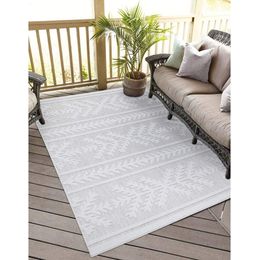 Teppich Carpet City "In-& Outdoorteppich Santorini 411, 3D-Effekt, Boho-Optik" Teppiche Gr. B/L: 280 cm x 380 cm, 5 mm, 1 St., grau Esszimmerteppiche