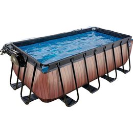 Framepool EXIT "Wood" Schwimmbecken Gr. B/H/L: Breite 200 cm x Höhe 122 cm x Länge 400 cm, 8870 l, braun Frame-Pools