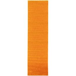 Läufer morgenland "GABBEH FEIN UNI" Teppiche Gr. B/L: 80 cm x 300 cm, 18 mm, 1 St., orange Teppichläufer