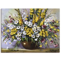 Wandbild Artland "Herrlichkeit von Gänseblümchen" Bilder Gr. B/H: 120 cm x 90 cm, Leinwandbild Blumen Querformat, 1 St., bunt Kunstdrucke