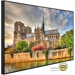 papermoon Infrarotheizung "Notre Dame de Paris" Heizkörper Gr. B/H/T: 120 cm x 60 cm x 3 cm, 750 W, bunt (kunstmotiv im aluminiumrahmen) Heizkörper