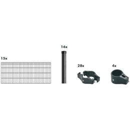 KRAUS Doppelstabmattenzaun "Dino-Pro DS-Z42" Zaunelemente Gr. H/L: 80 cm x 30 m H/L: 80 cm, grau (anthrazit) Zaunelemente