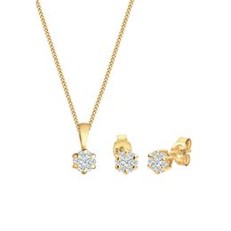 Ohrring und Ketten Set Elli DIAMONDS "Solitär, 0907820815" Schmuck-Sets goldfarben Damen Brautschmuck Schmuck-Sets