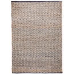 Teppich Tom Tailor HOME "Braid" Teppiche Gr. B/L: 65 cm x 135 cm, 7 mm, 1 St., beige (natur, blau) Baumwollteppiche
