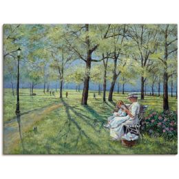 Wandbild Artland "Im Park" Bilder Gr. B/H: 120 cm x 90 cm, Leinwandbild Wiesen & Bäume, 1 St., grün Kunstdrucke