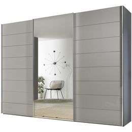 Schwebetürenschrank STAUD "Sonate Como mit Spiegel" Schränke Gr. B/H/T: 298 cm x 222 cm x 68 cm, Basic, 3 St., grau (saphirglas) Schwebetürenschränke und Schiebetürenschränke